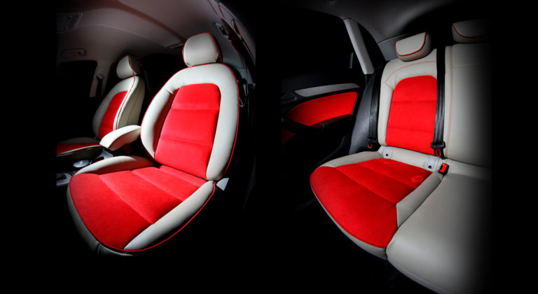 Audi Q3 Custom Seat Interior | White Leather & Red Alcantara | Custom ...